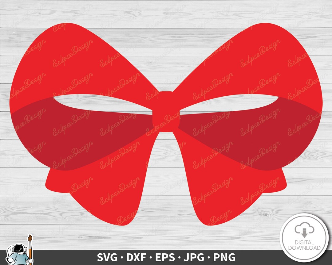 Red Ribbon SVG Bow Clip Art Cut File Silhouette Dxf Eps Png Jpg Instant ...