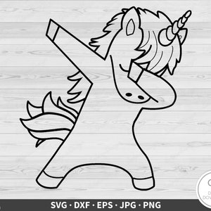 Dabbing Dancing Unicorn Outline SVG Clip Art Cut File Silhouette ...