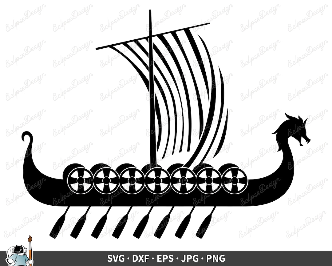 Viking Ship SVG Clip Art Cut File Silhouette Dxf Eps Png Jpg - Etsy