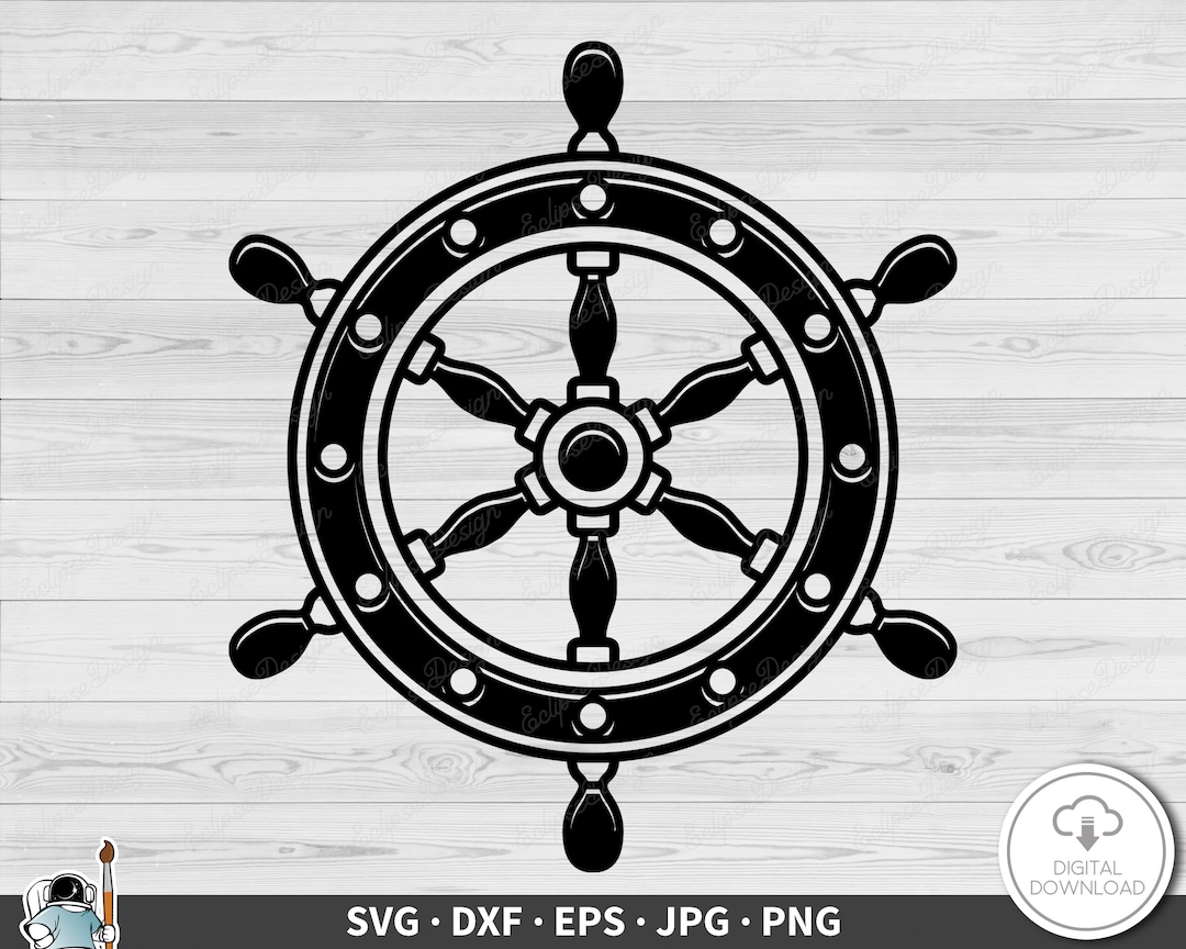 Ship Wheel SVG Boat Helm Clip Art Cut File Silhouette Instant Digital ...