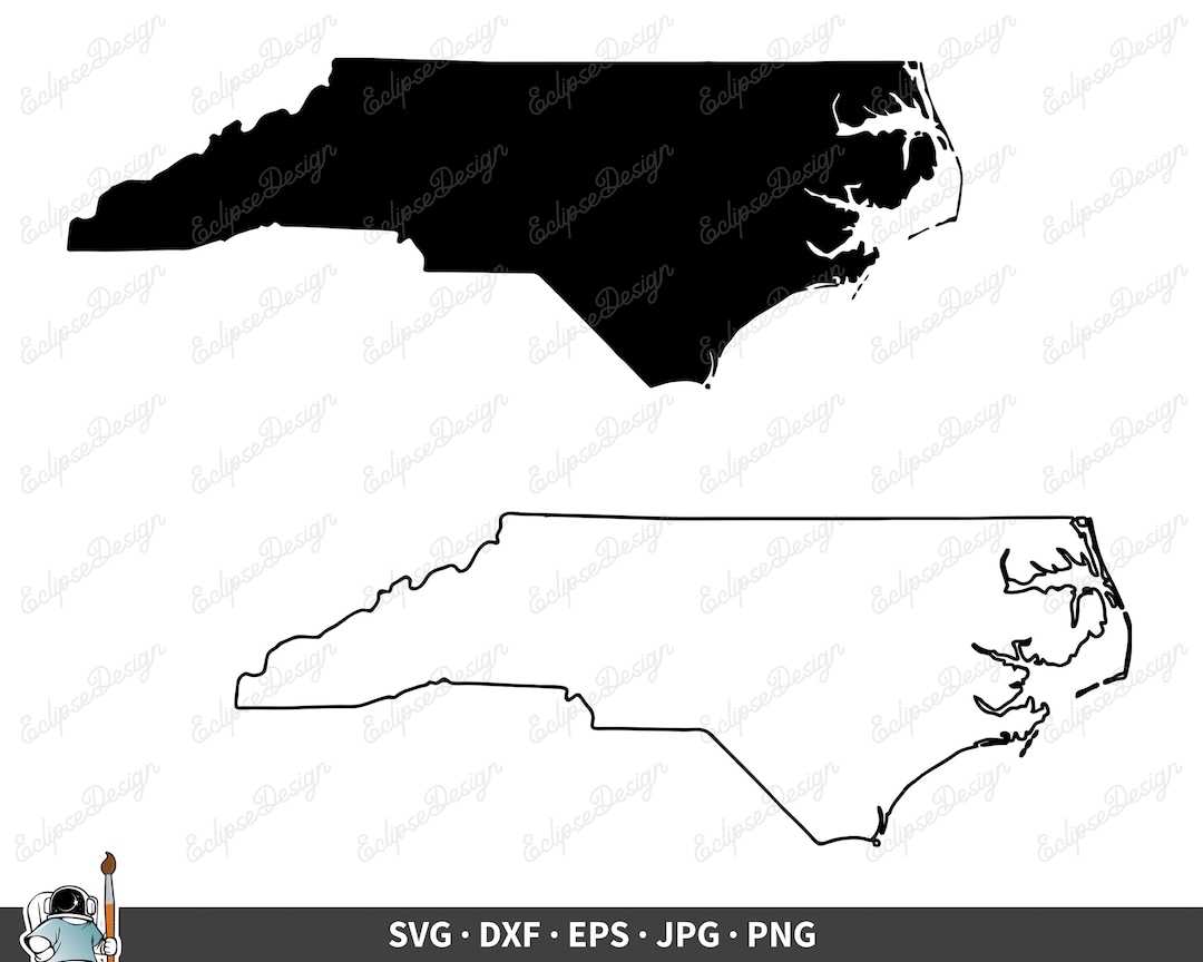 North Carolina SVG State Clip Art Cut File Silhouette Dxf - Etsy