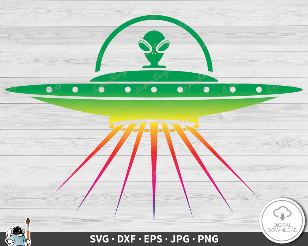 Alien UFO SVG Clip Art Cut File Silhouette Dxf Eps Png Jpg Instant ...