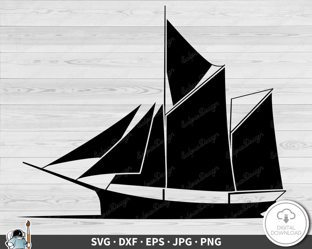 Sailing Ship SVG Boat Clip Art Cut File Silhouette Dxf Eps Png Jpg ...