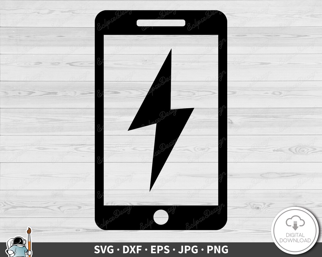 Cellphone Charging SVG Clip Art Cut File Silhouette Instant Digital ...