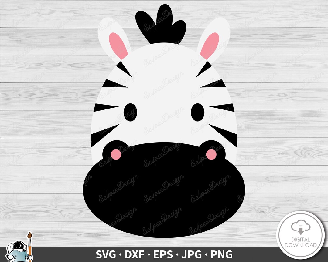 Zebra Face SVG Clip Art Cut File Silhouette Instant Digital Download ...