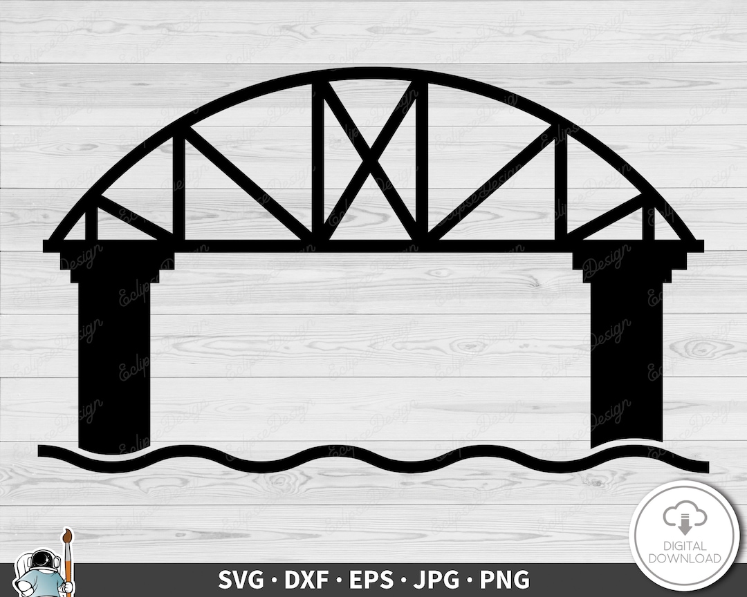 Bridge Over Water SVG Clip Art Cut File Silhouette Instant Digital ...