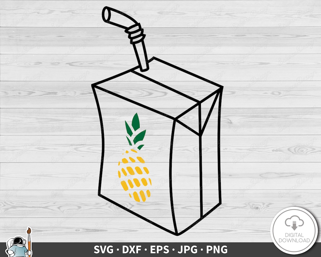 Pineapple Juice Box SVG Clip Art Cut File Silhouette Instant Digital ...