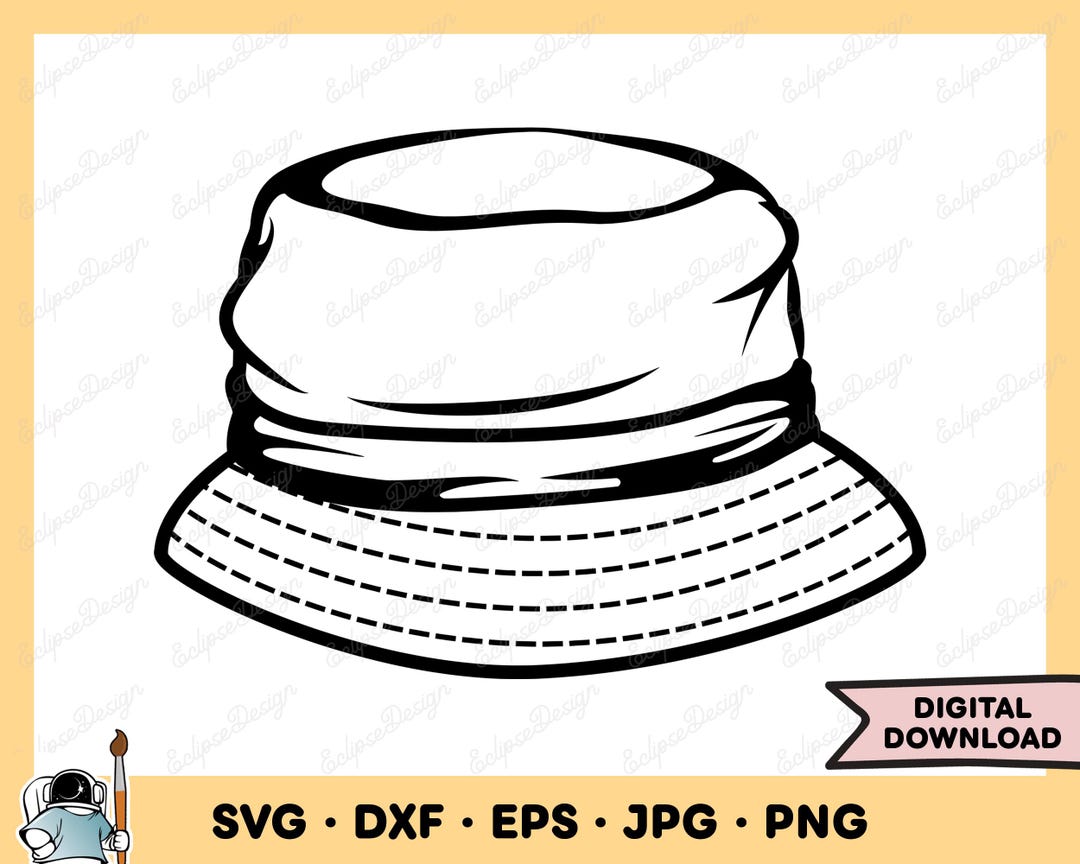 Bucket Hat SVG Bucket Hat Clip Art Bucket Hat Cut File Silhouette ...