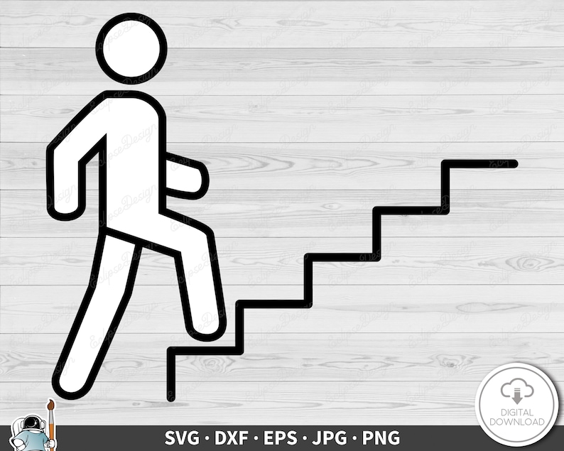 Walking up Stairs SVG Clip Art Cut File Silhouette Instant Digital ...