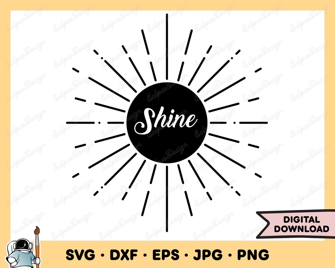 Shine Sun Rays SVG Shine PNG Shine Clip Art Cut File Silhouette Instant ...