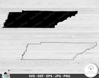Simple Tennessee State Silhouette & Outline Shapes Svg Png Dxf Pdf Eps ...