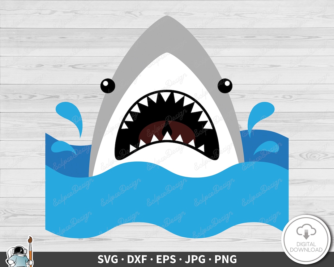 Shark Face SVG Great White Clip Art Cut File Silhouette Instant Digital ...