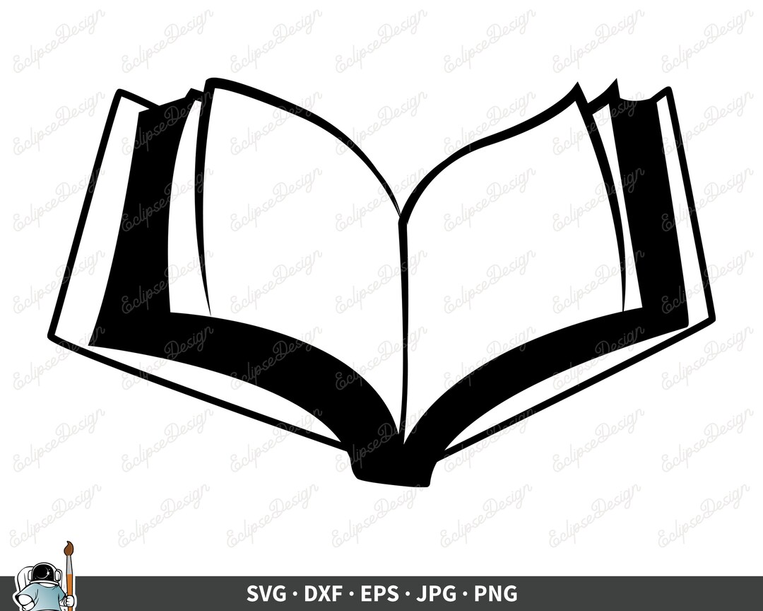 Open Book Library SVG Clip Art Cut File Silhouette Dxf Eps - Etsy