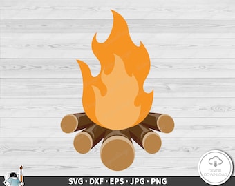 Camping Campfire Digital Art, Forest Scene Svg, Png, Pdf, Eps, Dxf ...