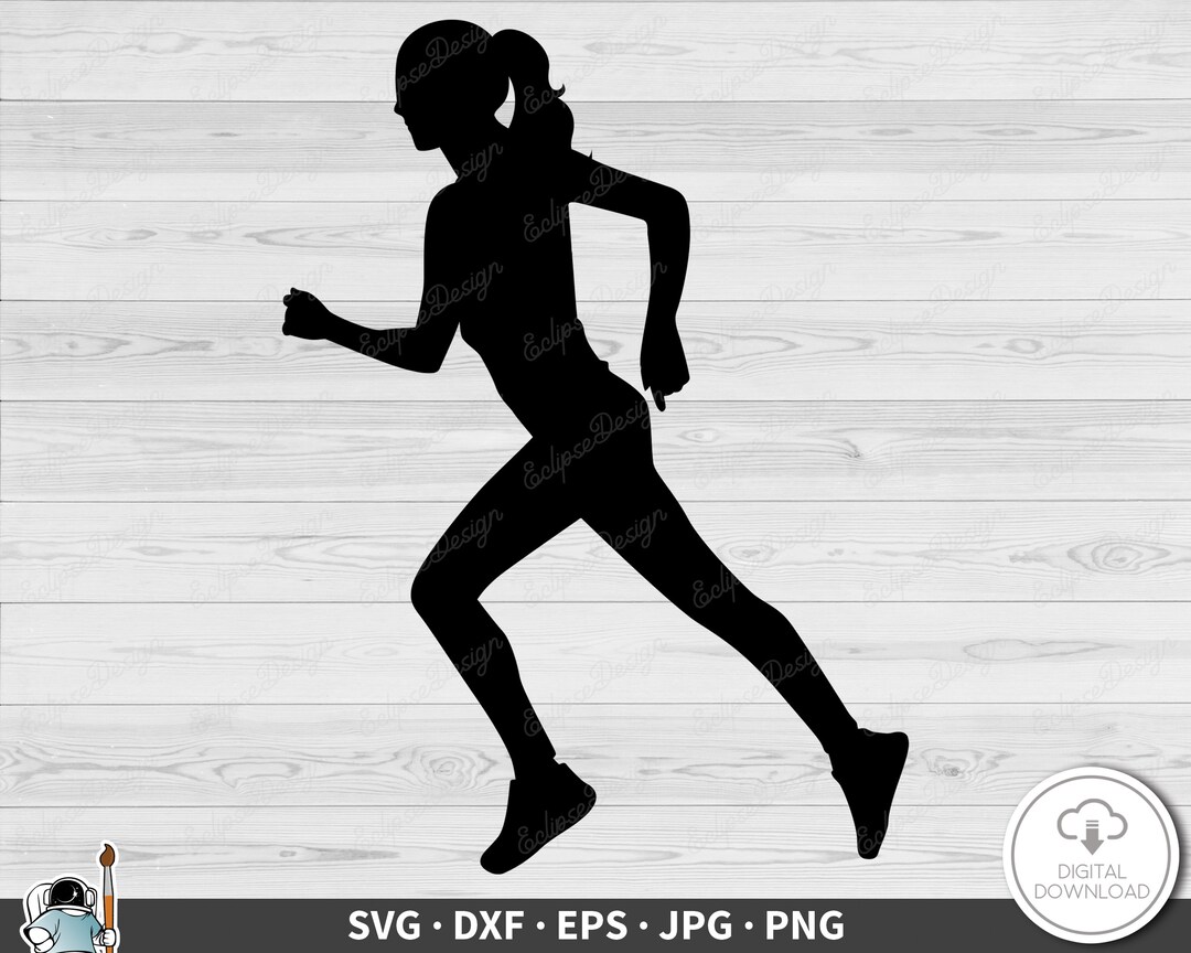 Running Girl SVG Runner Clip Art Cut File Silhouette Instant Digital ...