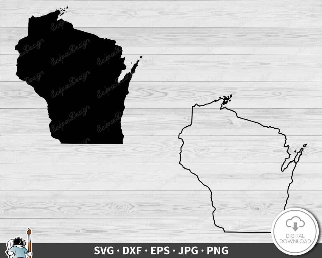 Wisconsin SVG State Clip Art Cut File Silhouette Instant Digital ...