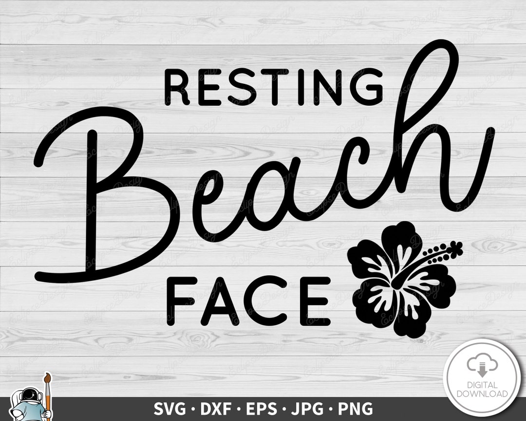 Resting Beach Face SVG Tropical Summer Vacation Clip Art Cut File ...
