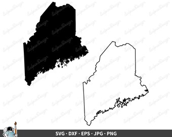 Maine Map State Svg - Etsy