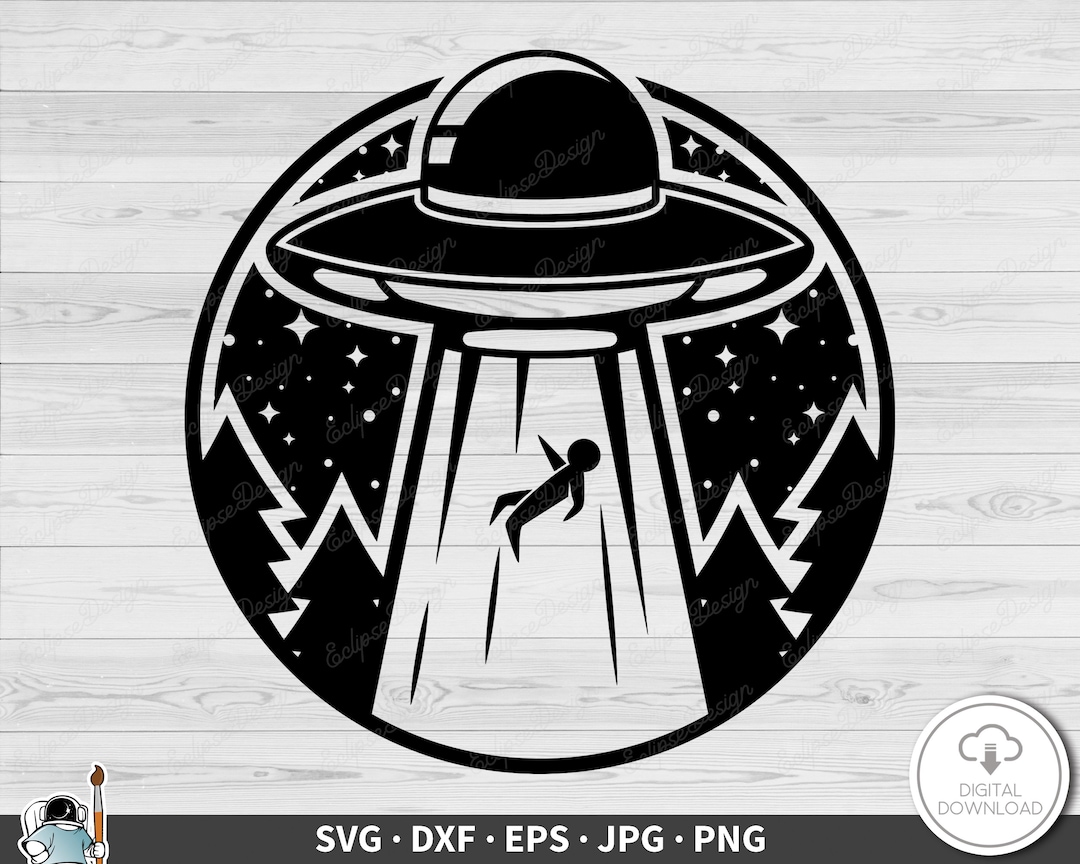 Alien Abduction SVG Clip Art Cut File Silhouette Dxf Eps Png Jpg ...