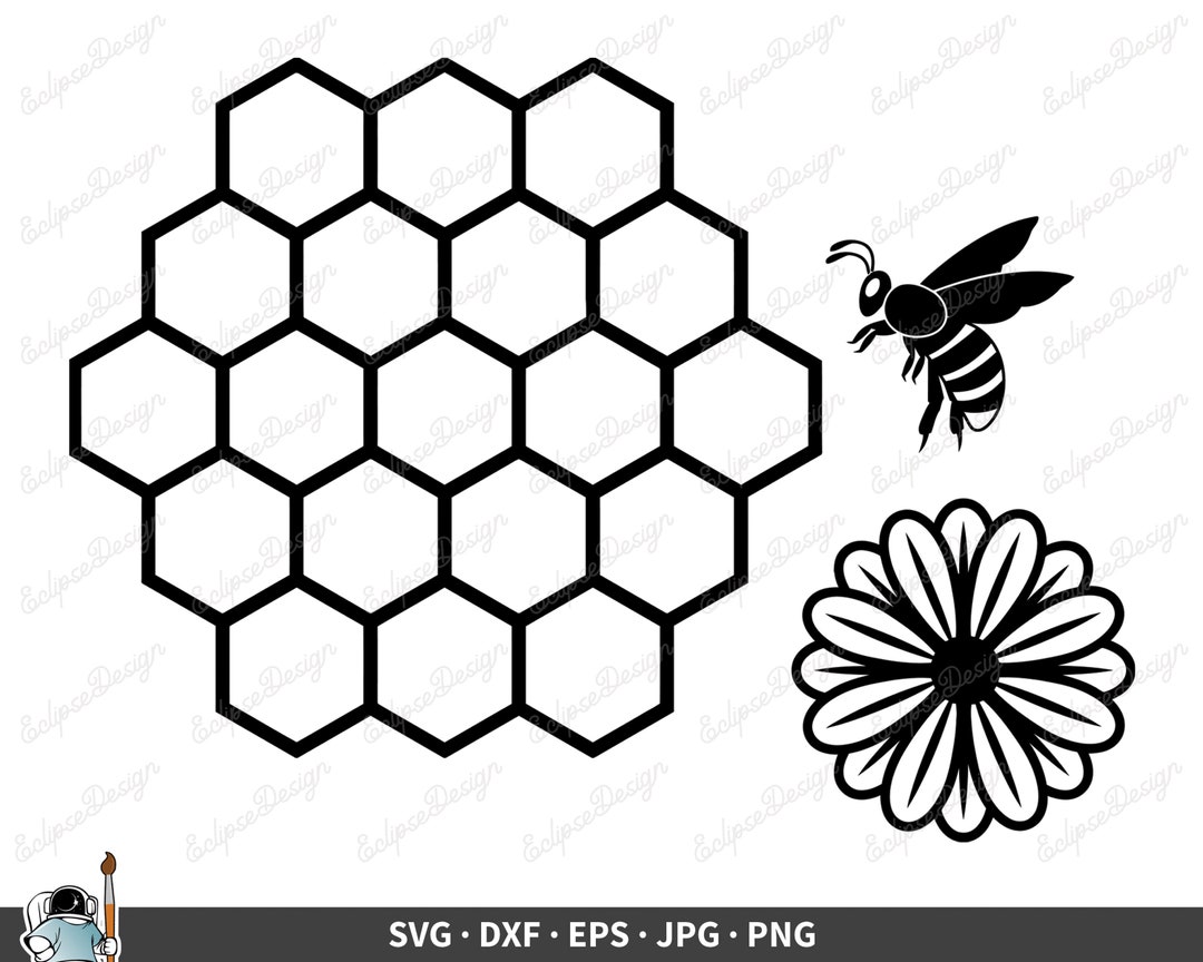Honeycomb Bee SVG Clip Art Cut File Silhouette Dxf Eps Png - Etsy UK