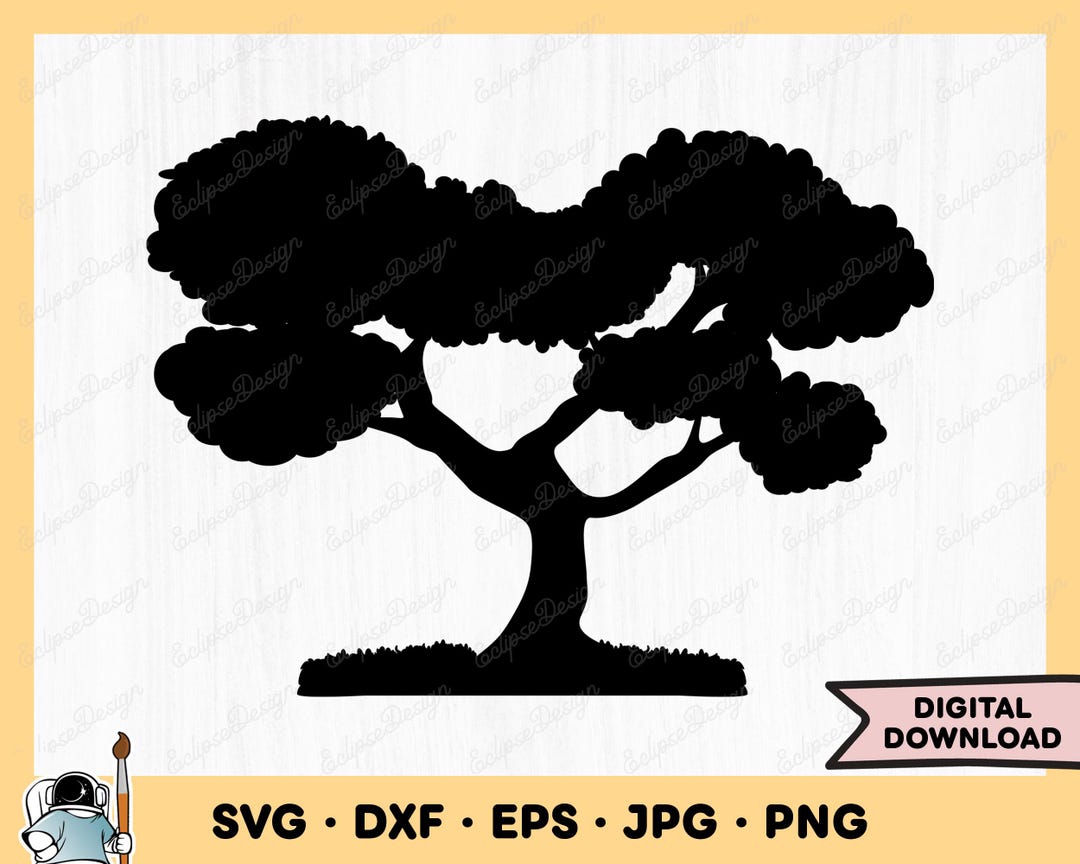 Big Tree SVG Tree Clip Art Tree Cut File Silhouette Instant Digital ...