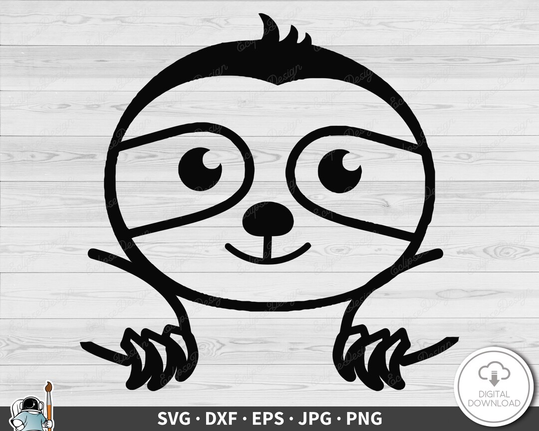 Sloth Face SVG Clip Art Cut File Silhouette Instant Digital Download ...