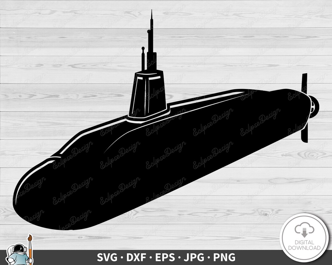 Submarine SVG Battle and War Clip Art Cut File Silhouette Dxf Eps Png ...