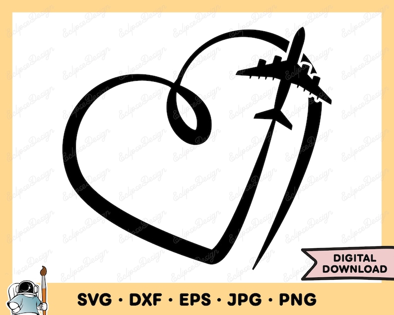 Avión de corazón SVG Avión PNG Clip Art de viaje Archivo de corte ...