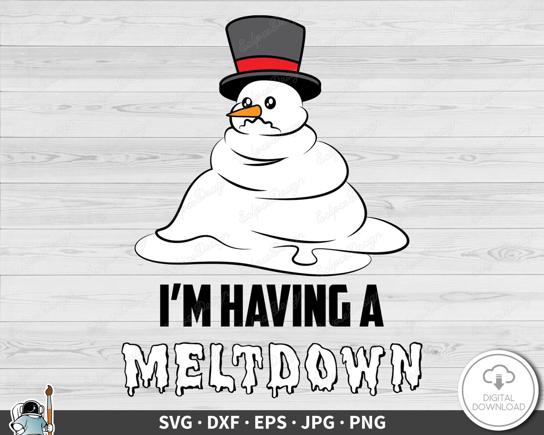 Snowman Having a Meltdown SVG Clip Art Cut File Silhouette Instant ...