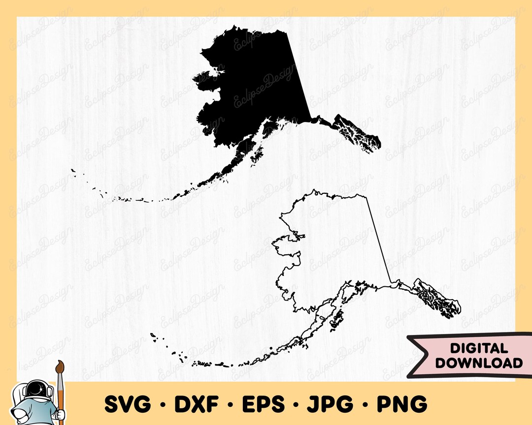 Alaska SVG State Clip Art Alaska Cut File Alaska Silhouette Instant ...