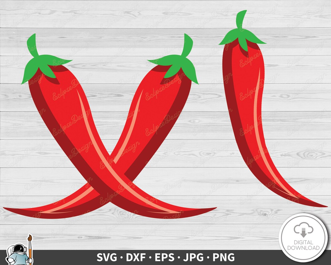 Red Chili Peppers SVG Clip Art Cut File Silhouette Instant Digital ...