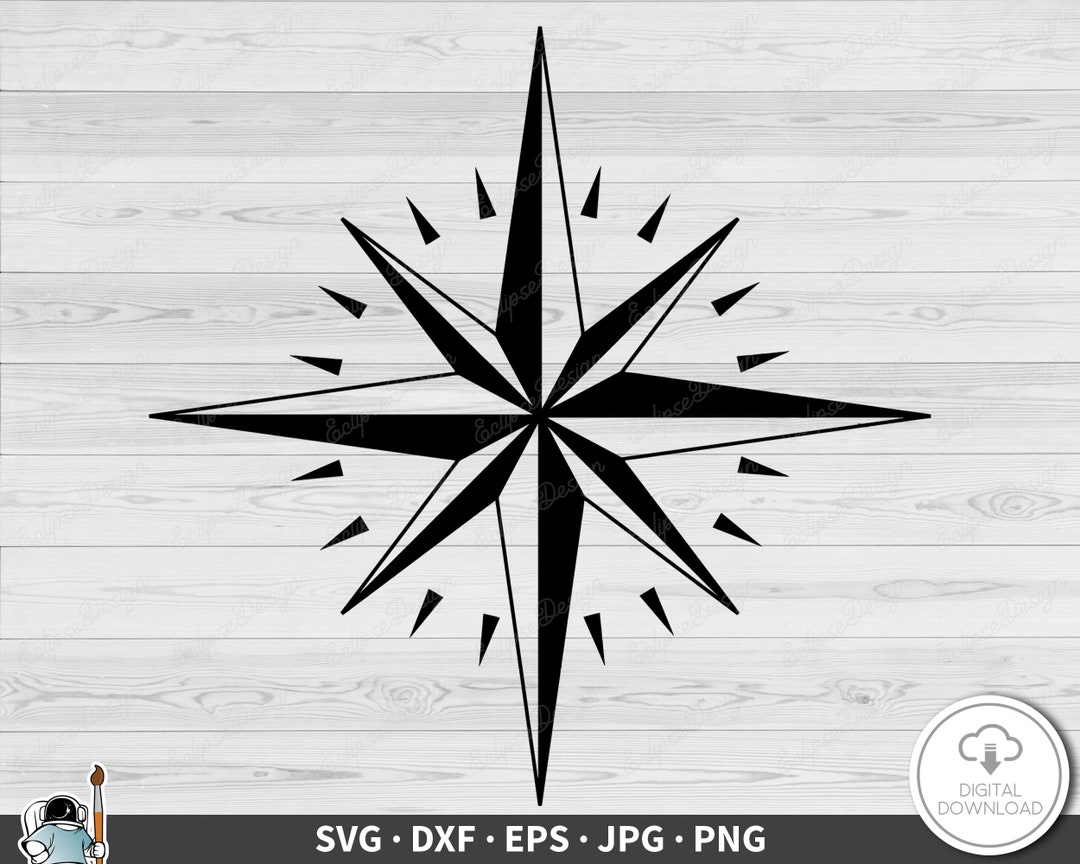 Compass Rose Icon SVG Clip Art Cut File Silhouette Instant Digital ...
