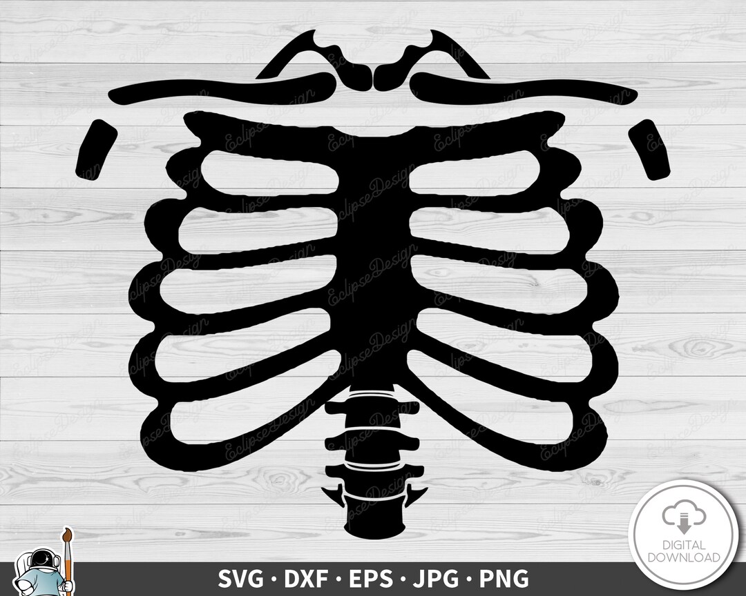 Skeleton Bone Torso Ribs SVG Clip Art Cut File Silhouette Instant ...