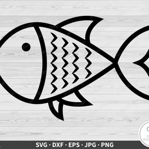 Drawn Fish SVG Clip Art Cut File Silhouette Instant Digital Download ...