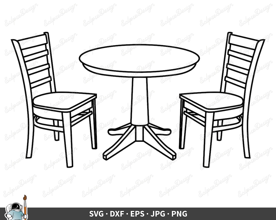 Chairs and Table SVG Clip Art Cut File Silhouette Dxf Eps - Etsy