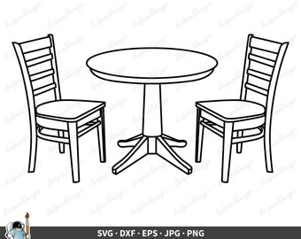 Bistro Table and Chairs Clip Art - Etsy
