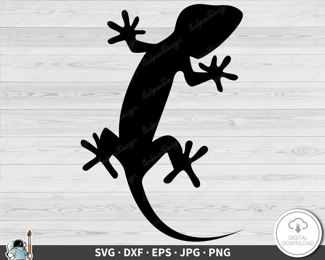 Gecko Lizard SVG Clip Art Cut File Silhouette Instant Digital Download ...
