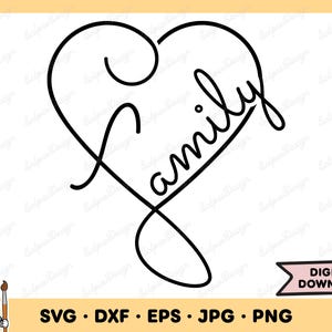 Family Script SVG Family Clip Art Family Cut File Silhouette Instant ...