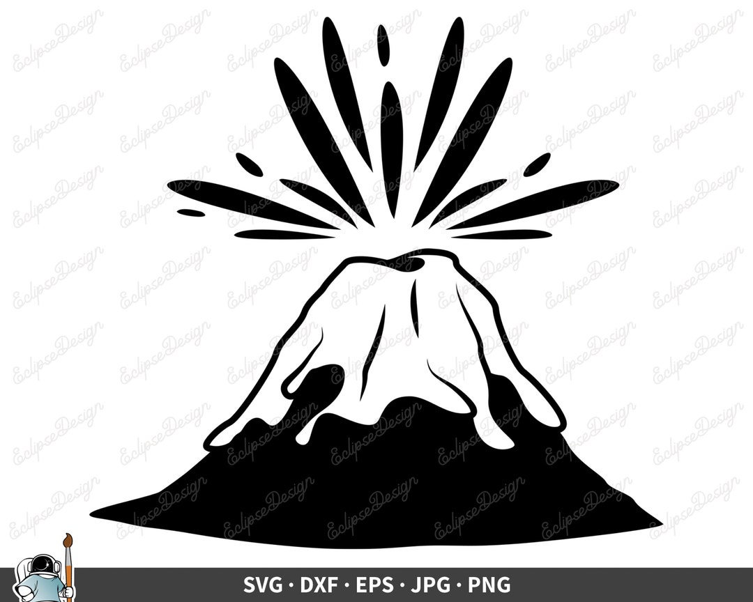 Volcano SVG Volcanic Eruption Clip Art Cut File Silhouette - Etsy