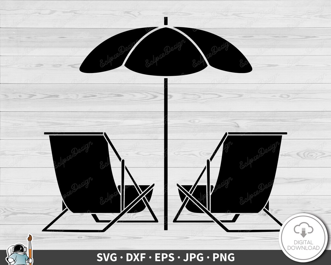 Beach Chairs SVG Vacation Clip Art Cut File Silhouette Dxf Eps Png Jpg ...