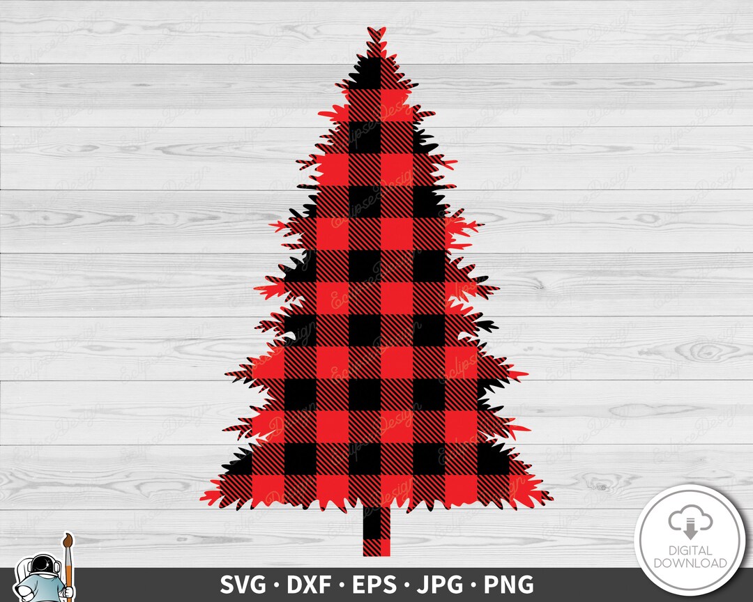 Plaid Christmas Tree SVG Clip Art Cut File Silhouette Instant Digital ...