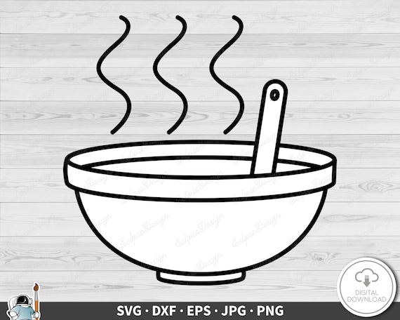 Soup Black And White Clipart