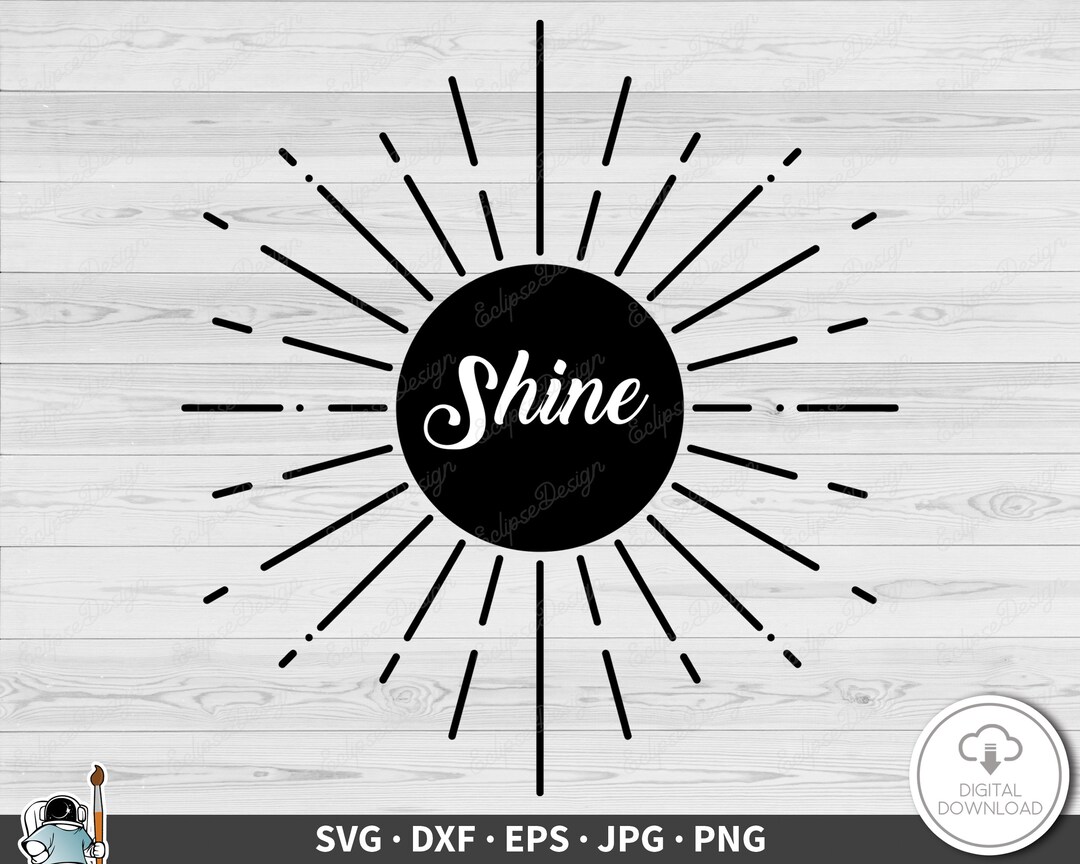 Shine Sun Rays SVG Clip Art Cut File Silhouette Instant Digital ...
