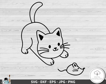 Cat Digital Vector Cut Download Svg Png Dxf - Etsy