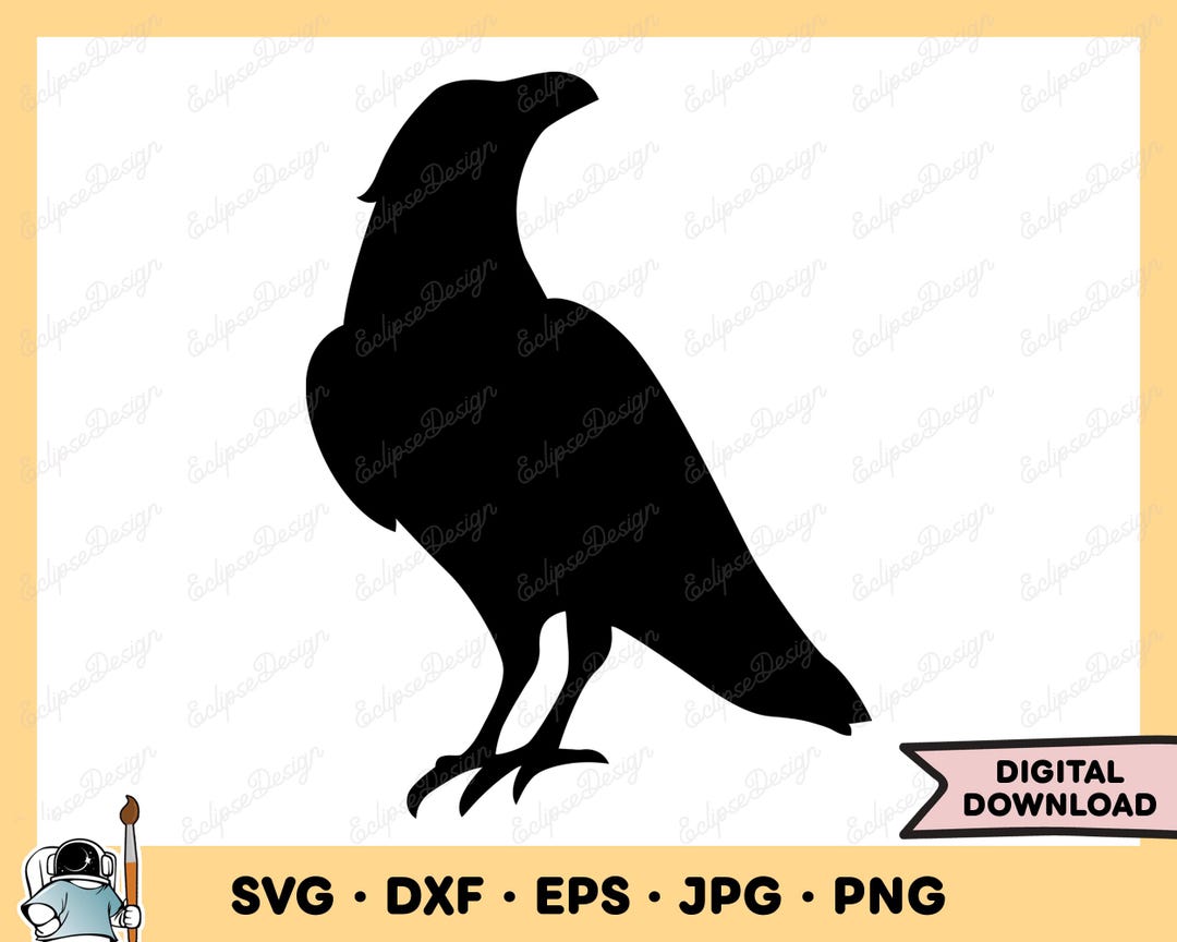 Crow SVG Bird Clip Art Crow Cut File Crow Silhouette Instant Digital ...