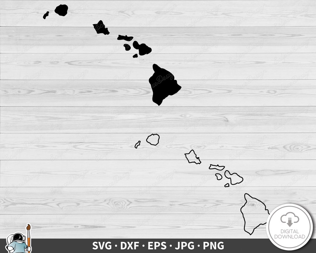 Hawaii SVG State Clip Art Cut File Silhouette Instant Digital Download ...