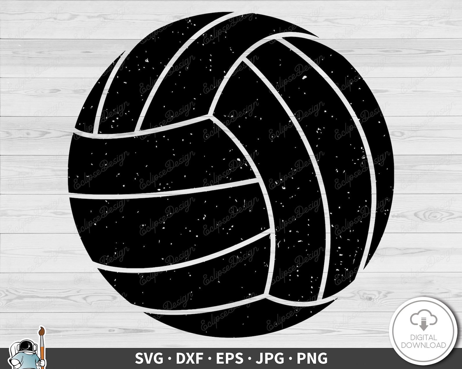 Grunge Volleyball SVG Clip Art Cut File Silhouette Dxf Eps Png Jpg ...