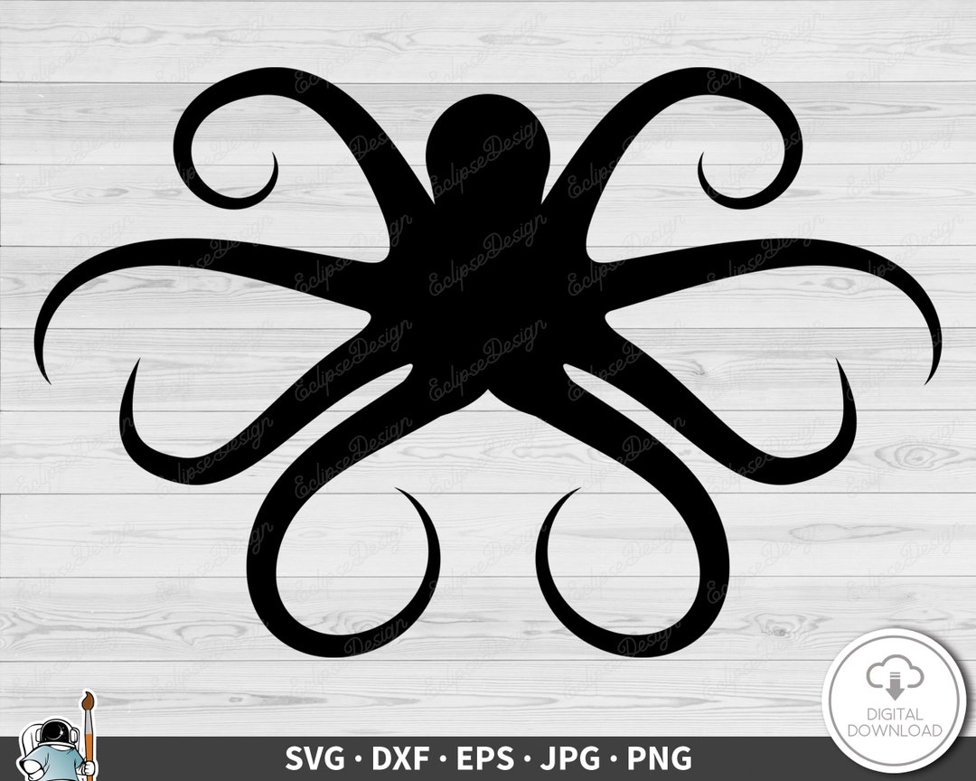 Ocean Octopus SVG Clip Art Cut File Silhouette Dxf Eps Png Jpg Instant ...