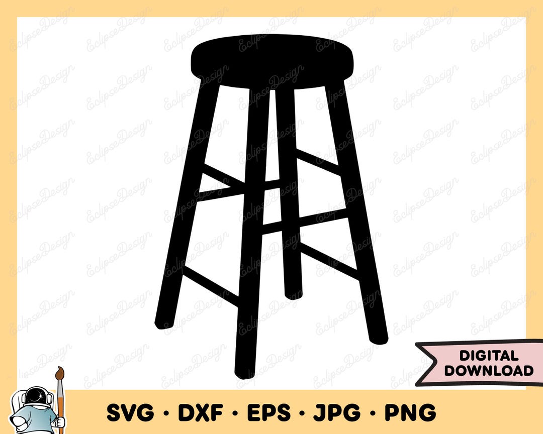 Stool SVG Stool PNG Chair Barstool Clip Art Cut File Silhouette Instant ...