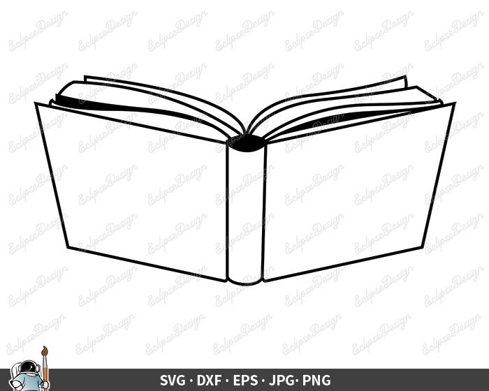 Black And White Open Book Clip Art